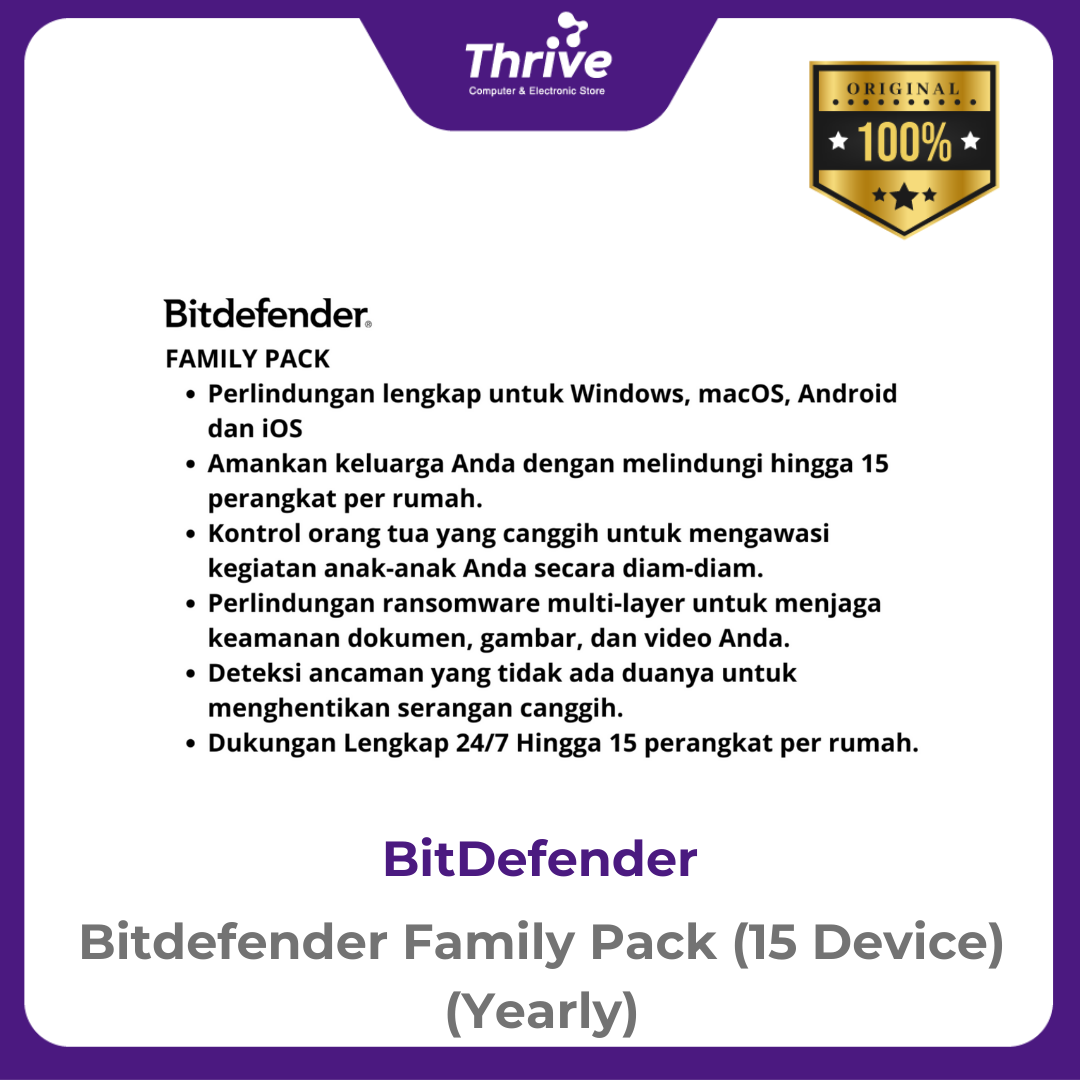 Bitdefender Family Pack (15 Device) (Yearly) - Sultan Store