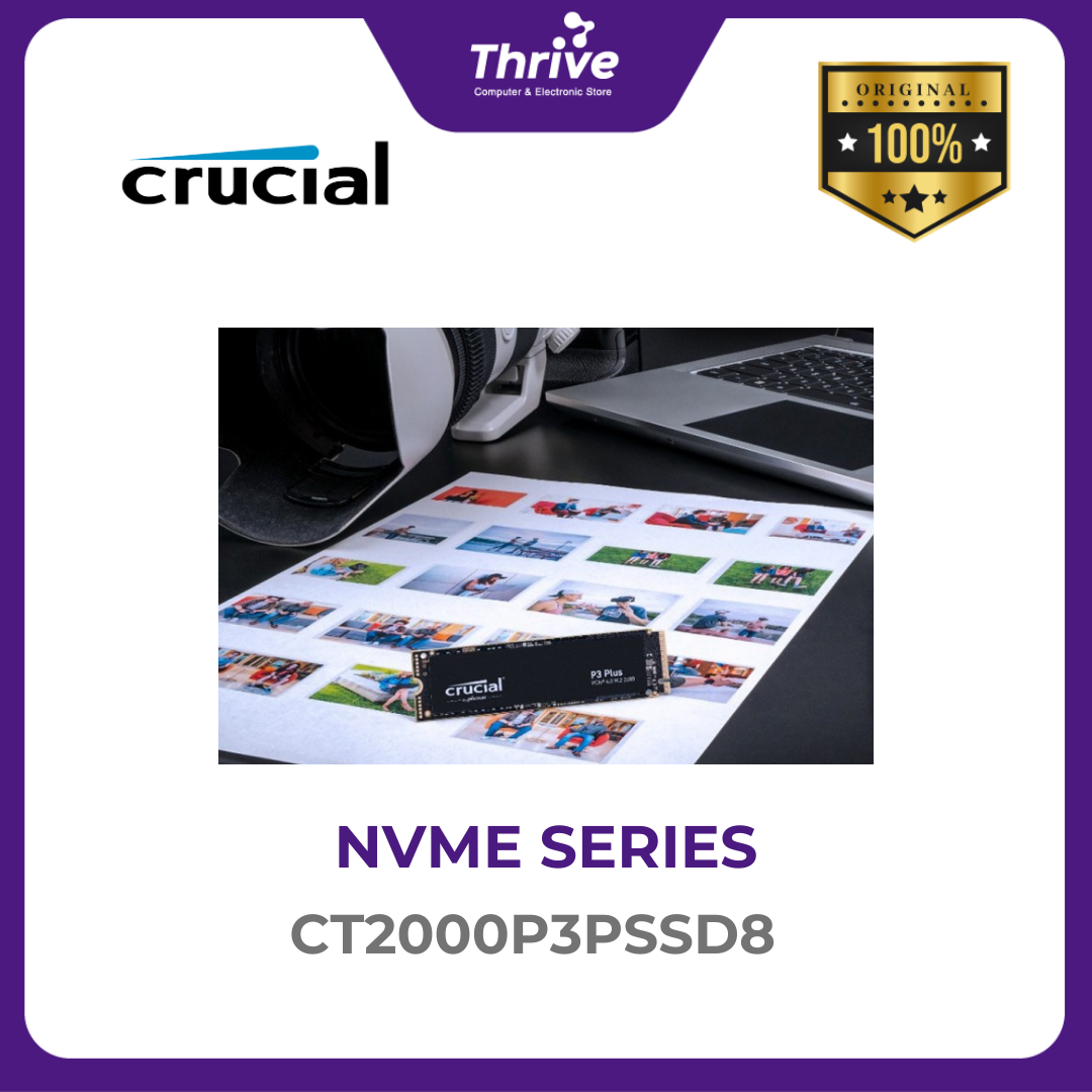 Crucial® P3 Plus 2000GB 3D NAND NVMe™ PCIe® M.2 SSD NVMe (PCIe Gen 4 x ...
