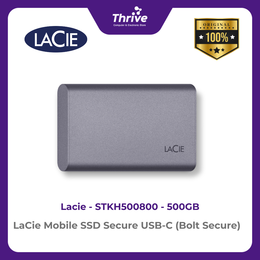 LaCie Mobile SSD Secure USB-C (Bolt Secure) 500GB STKH500800 - Sultan Store
