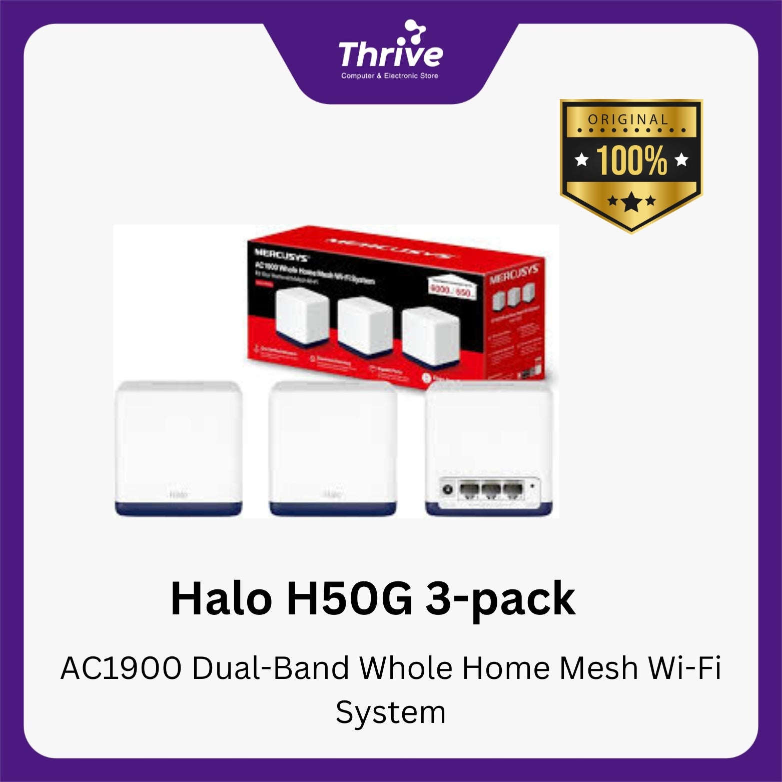 Halo H50G 3-pack AC1900 Dual-Band Whole Home Mesh Wi-Fi System - Sultan ...