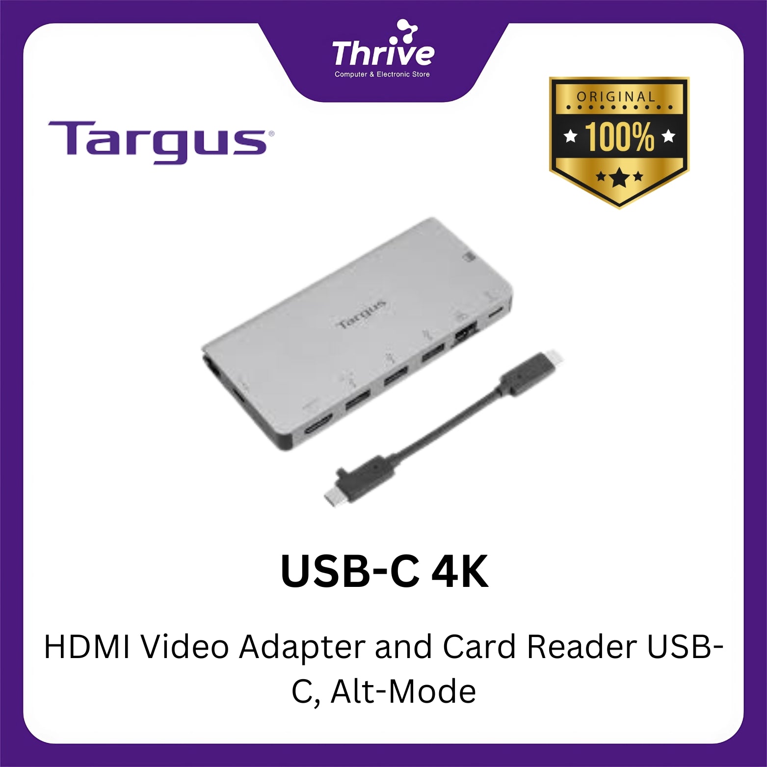 USB-C 4K HDMI Video Adapter and Card Reader USB-C, Alt-Mode - Sultan Store