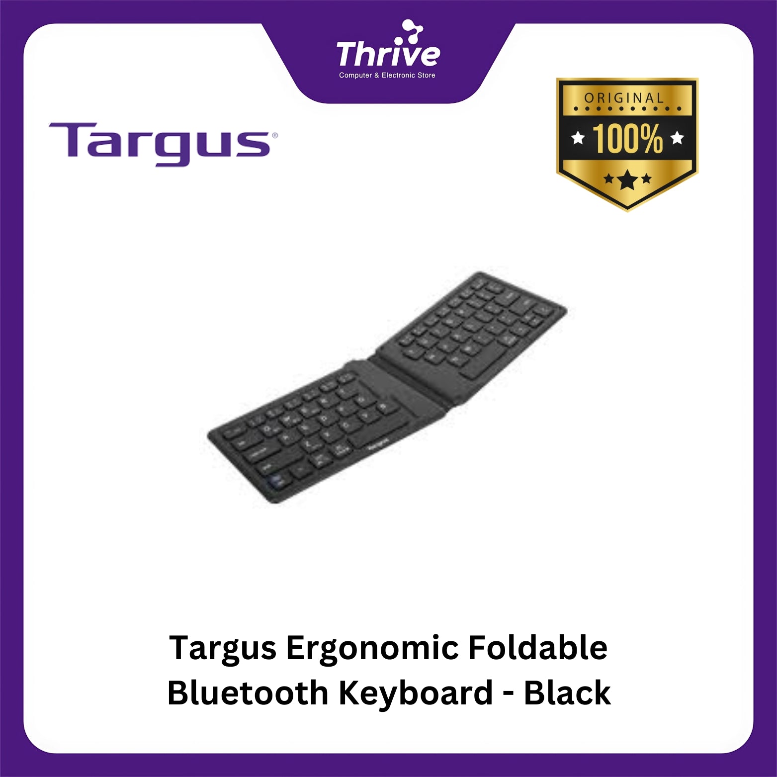 Targus Ergonomic Foldable Bluetooth Keyboard - Black - Sultan Store