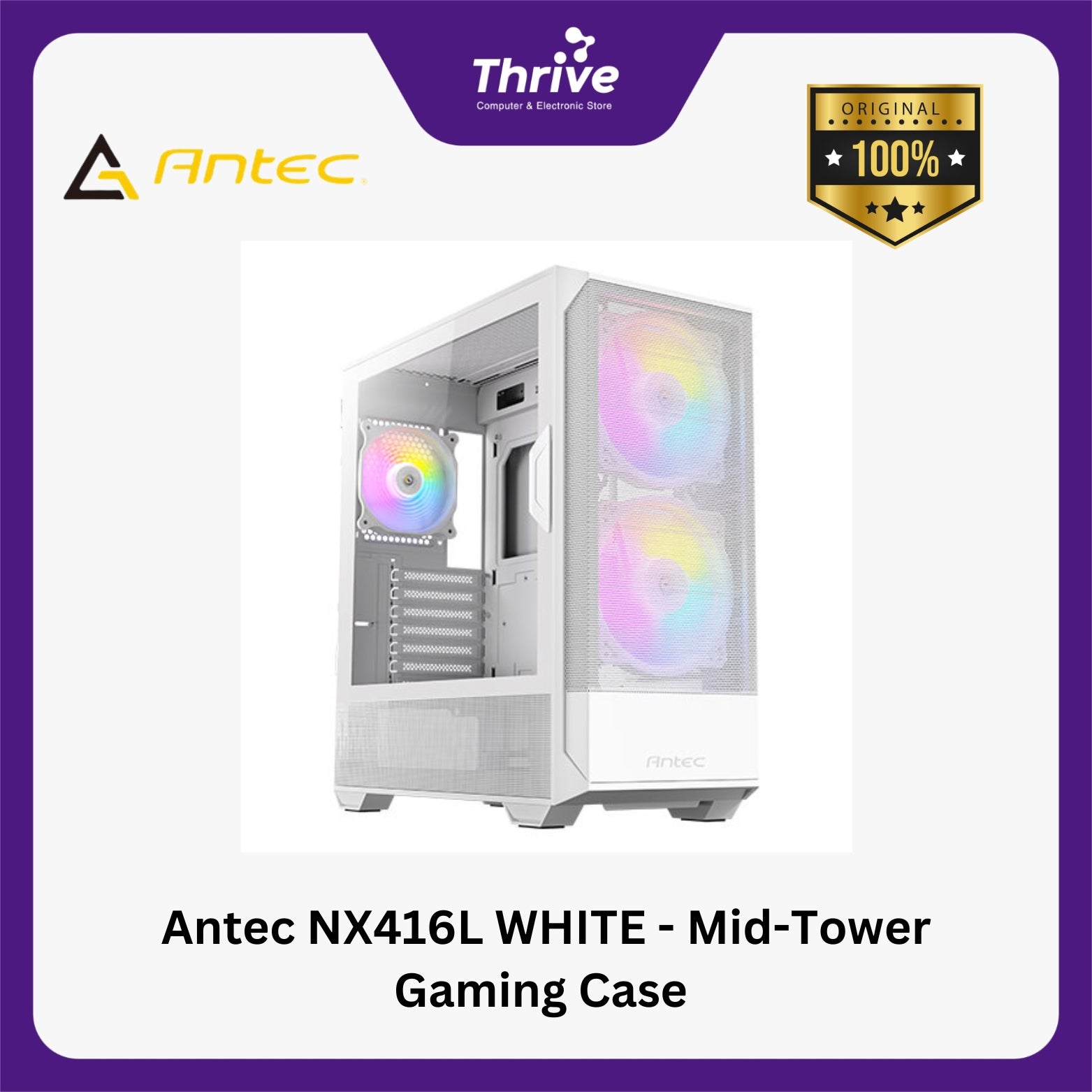 Antec NX416L WHITE - Mid-Tower Gaming Case - Mesh Front Panel Design ...