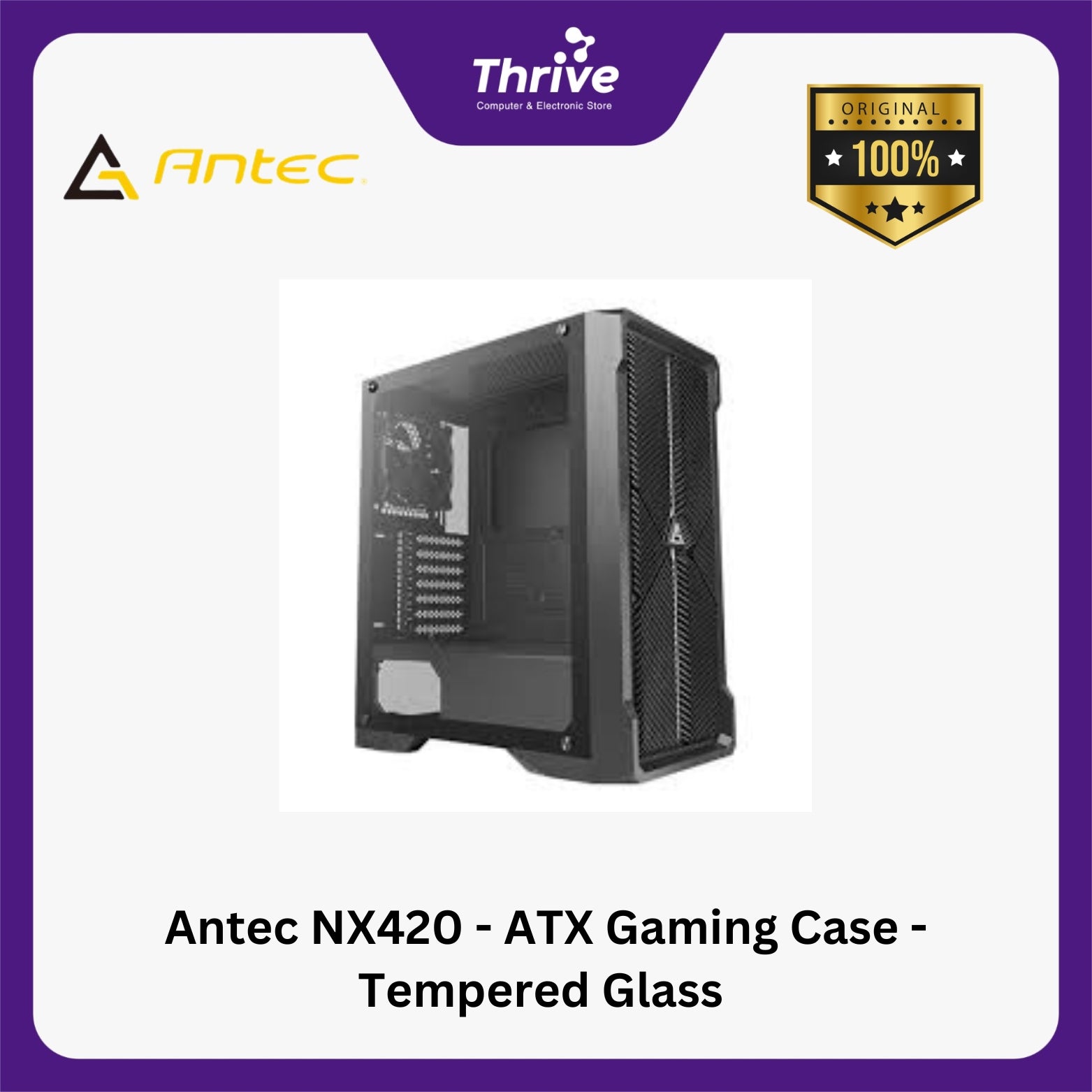 Antec NX420 - ATX Gaming Case - Tempered Glass Side Panel - Front ARGB - Sultan Store