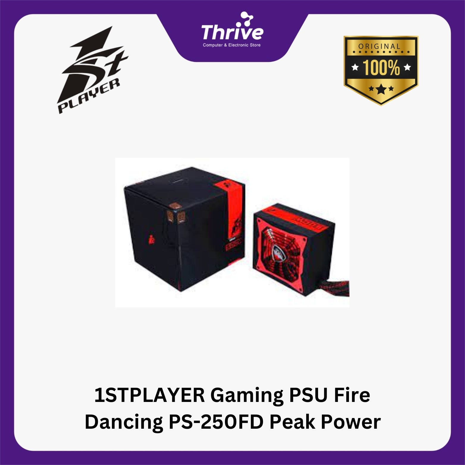 1STPLAYER Gaming PSU Fire Dancing PS-250FD Peak Power 400W short discr ...