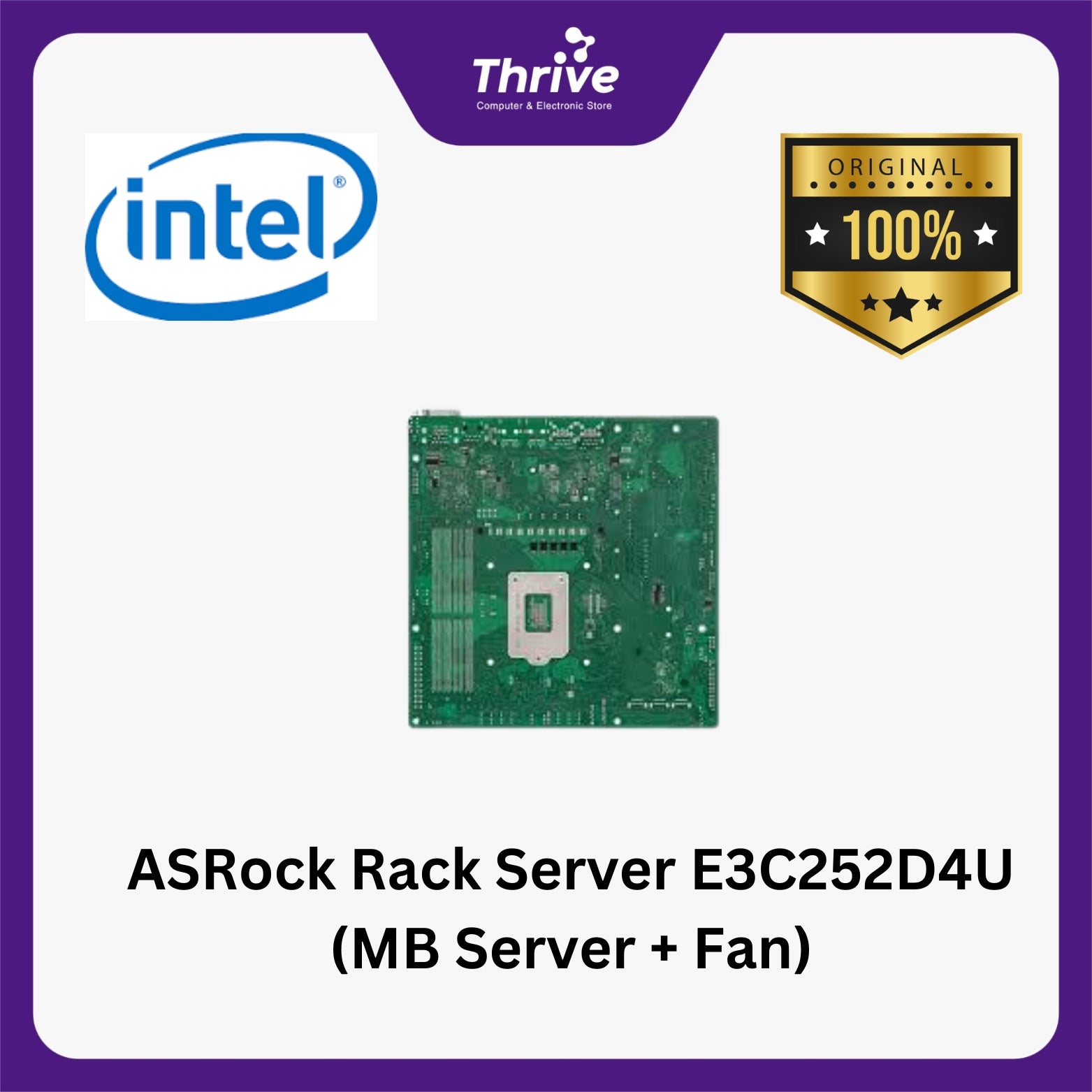 ASRock Rack Server E3C252D4U (MB Server + Fan) - Sultan Store