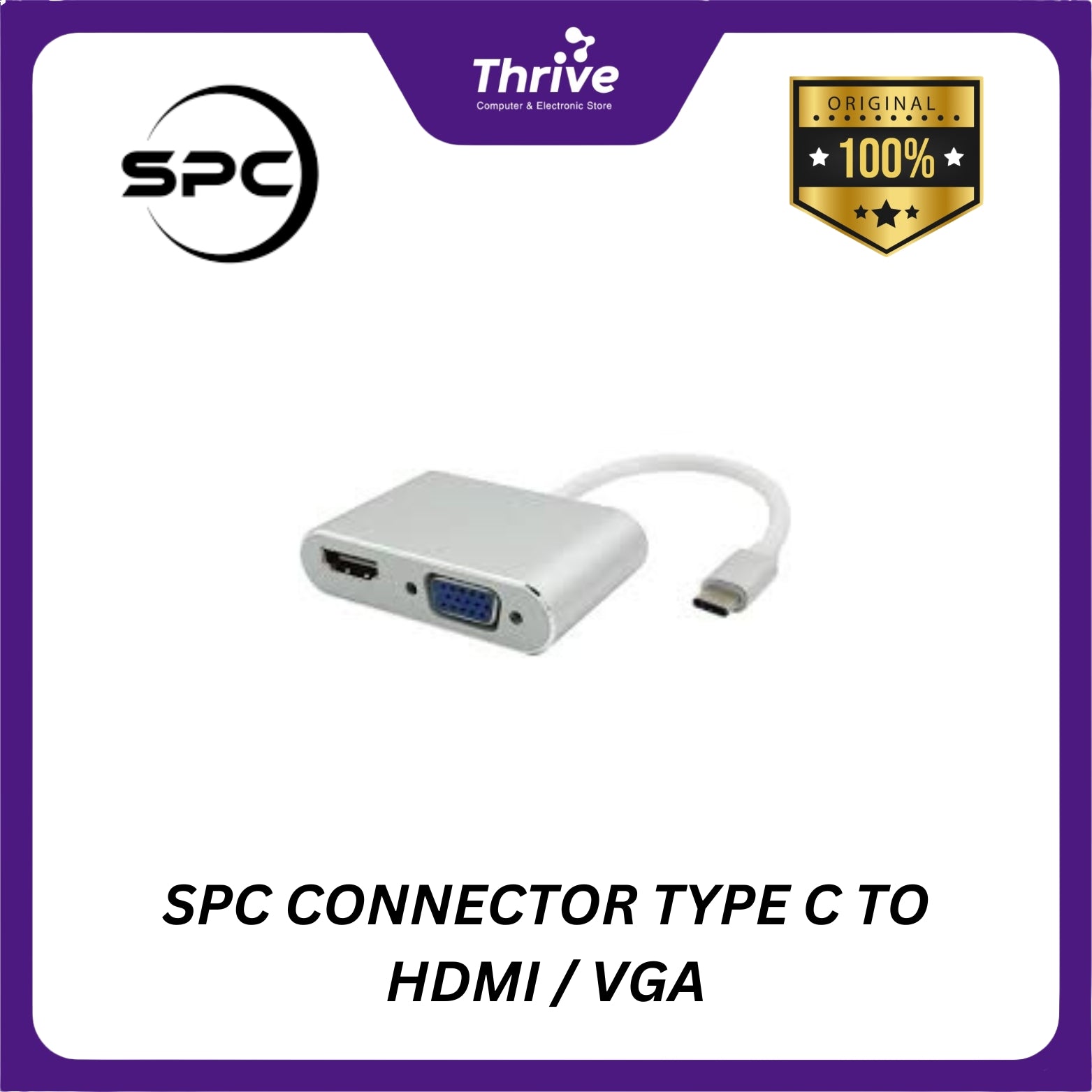 SPC CONNECTOR TYPE C TO HDMI / VGA - Sultan Store