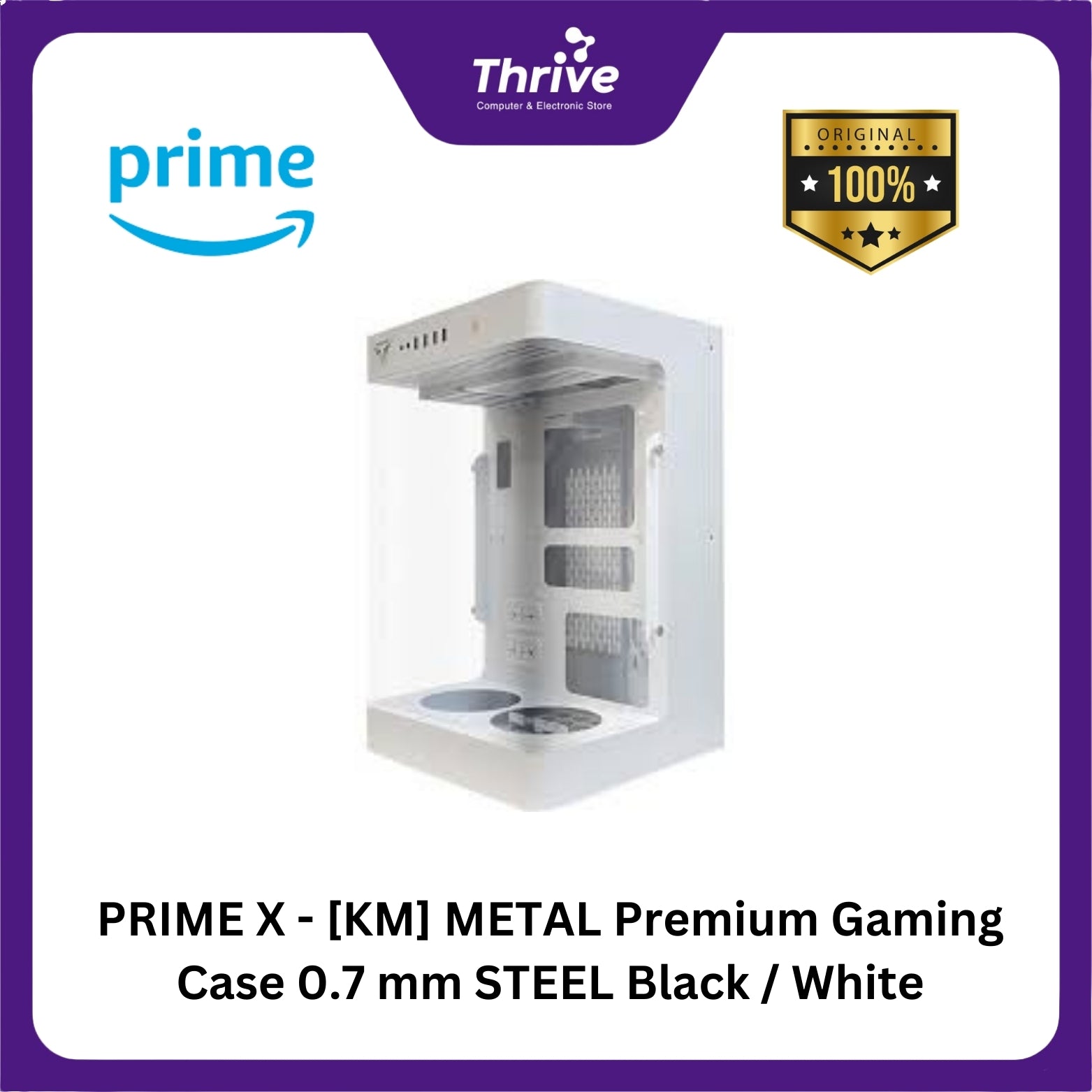 PRIME X - [KM] METAL Premium Gaming Case 0.7 mm STEEL Black / White ...