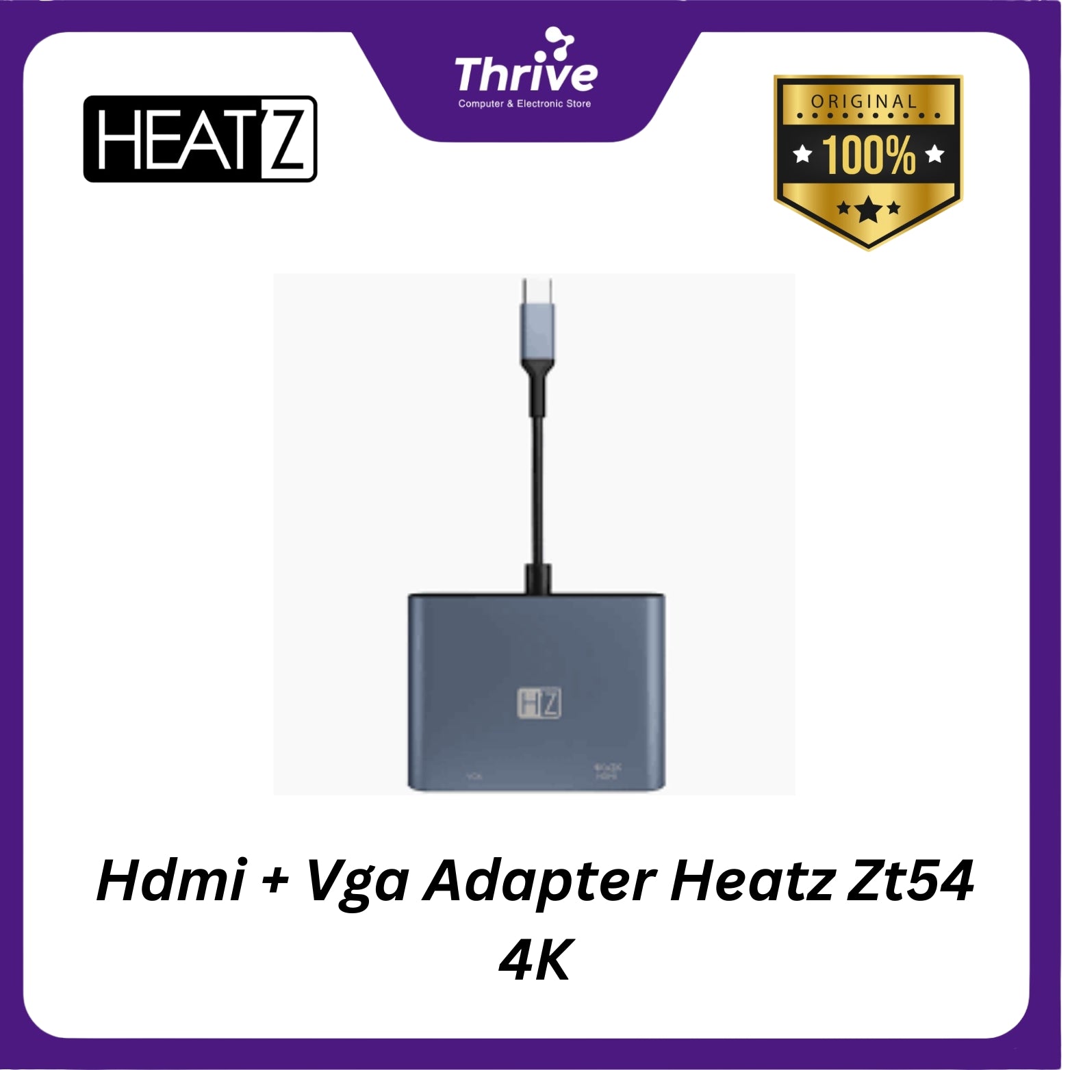 Hdmi + Vga Adapter Heatz Zt54 4K - Sultan Store