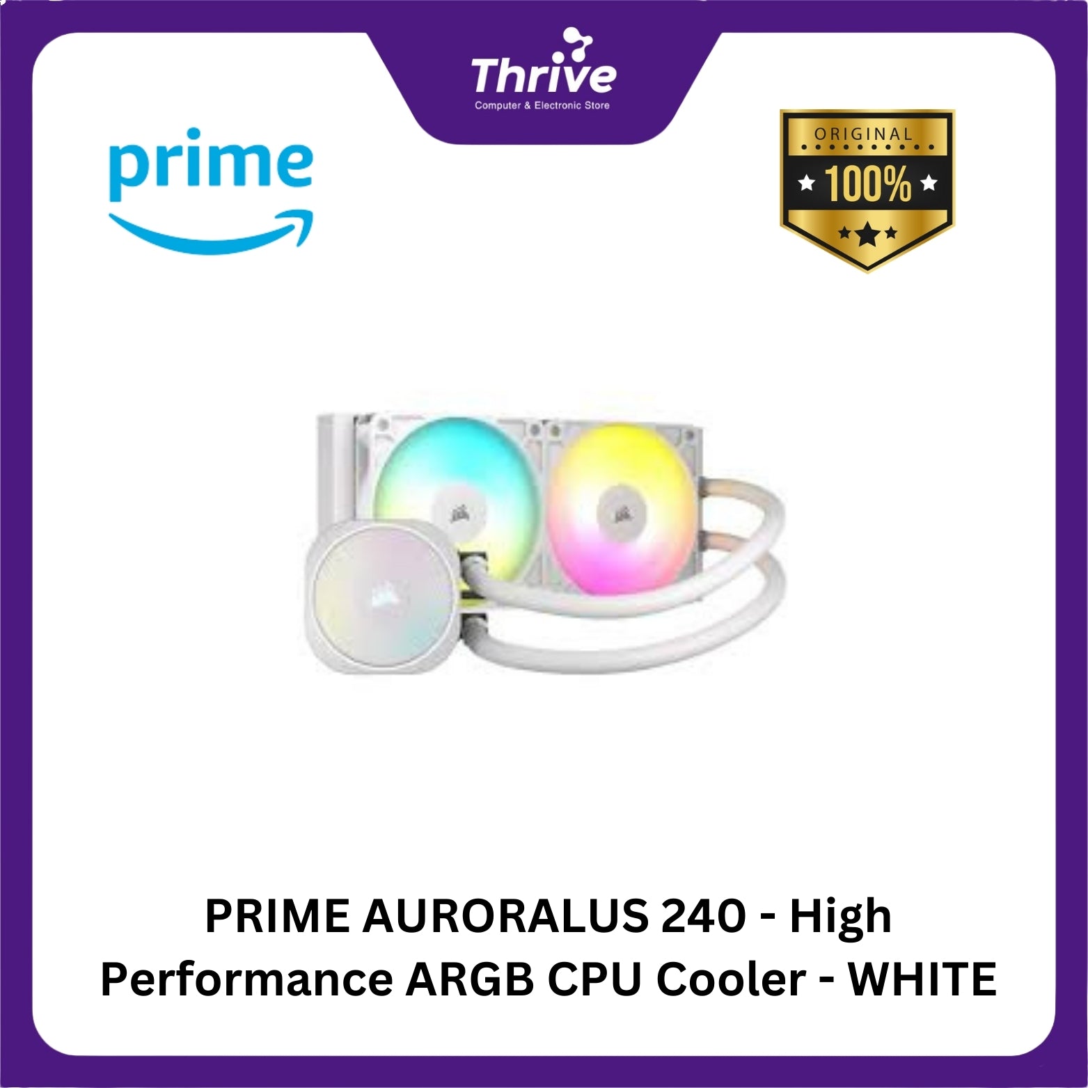 PRIME AURORALUS 240 - High Performance ARGB CPU Cooler - WHITE - Sultan ...
