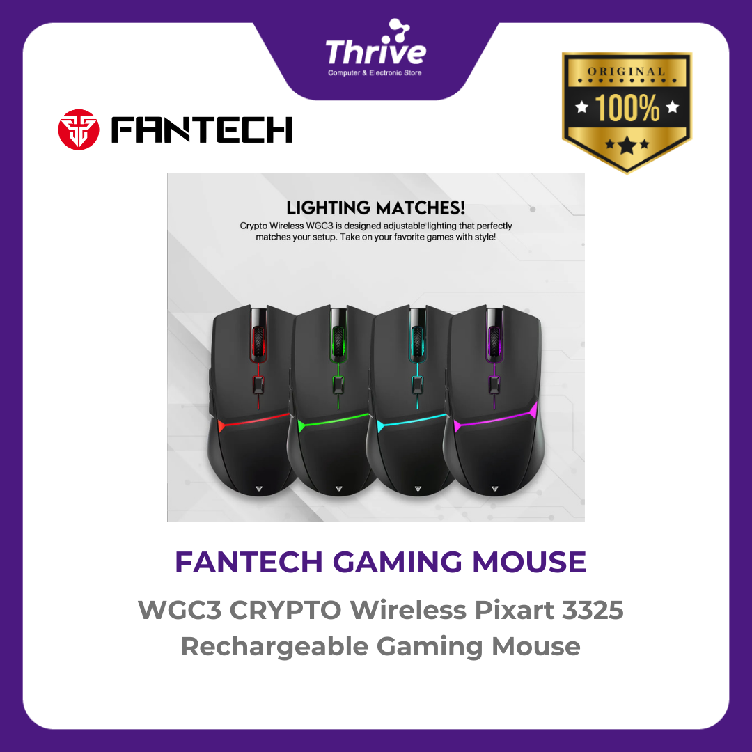 WGC3 CRYPTO Wireless Pixart 3325 Rechargeable Gaming Mouse - Sultan Store