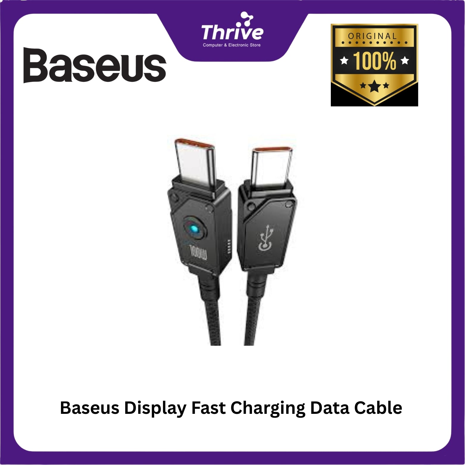Baseus Display Fast Charging Data Cable USB-C to USB-C 100W 2m - Sultan ...
