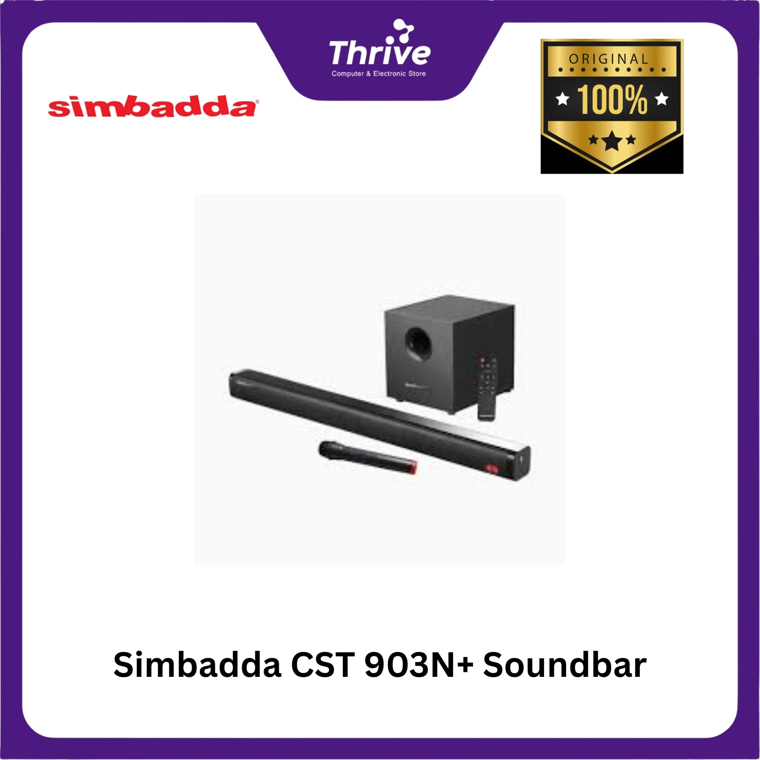 Simbadda CST 903N+ Soundbar Speaker (Subwoofer, Soundbar) - Sultan Store