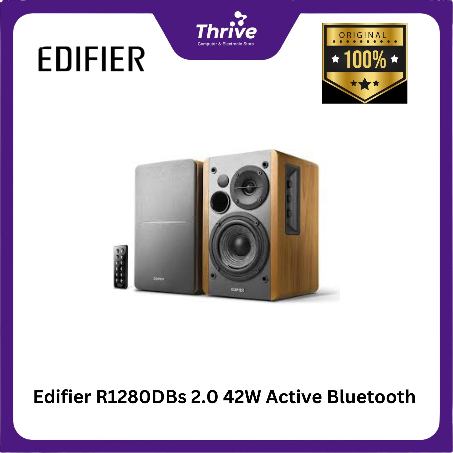 Edifier R1280DBs 2.0 42W Active Bluetooth Bookshelf Speaker - Sultan Store