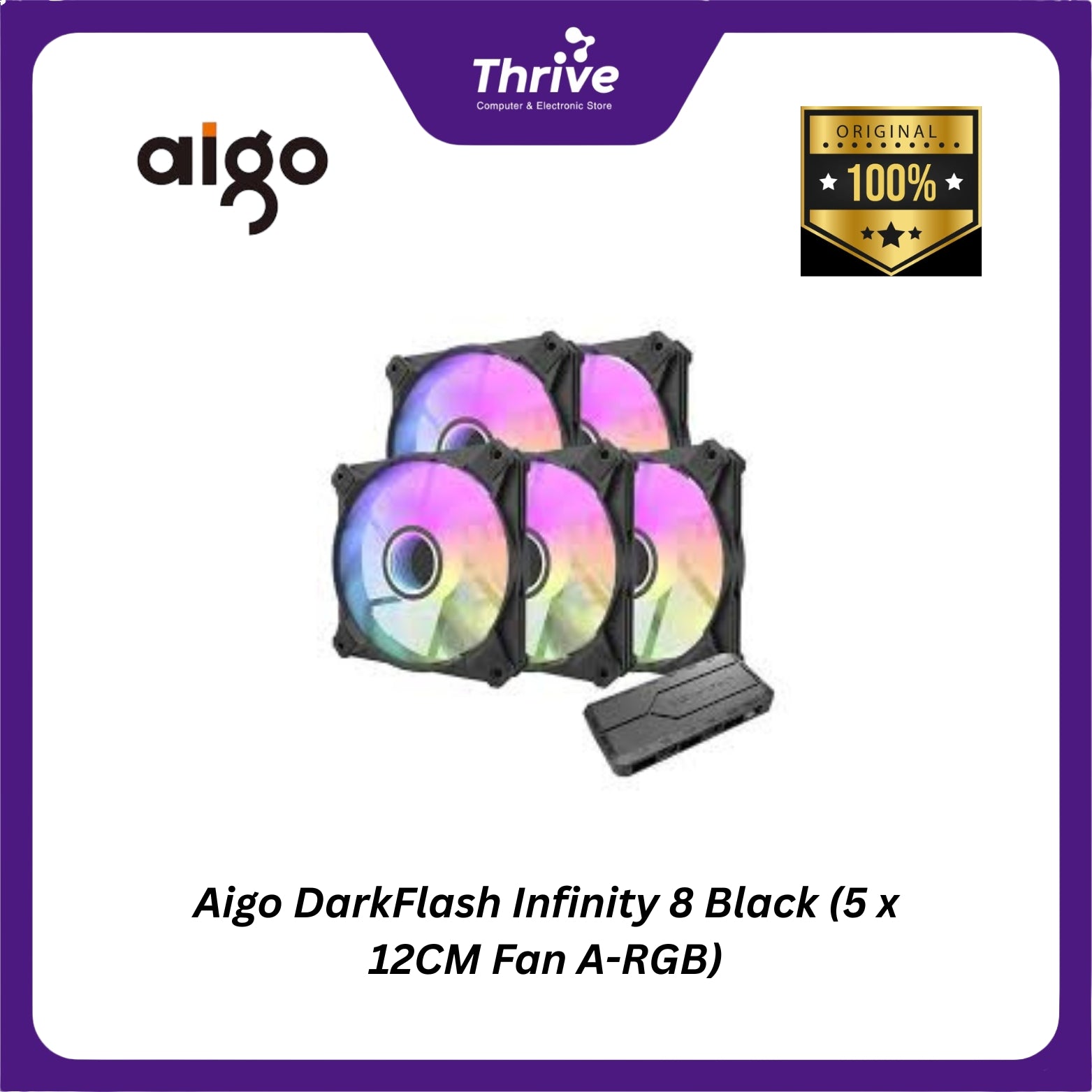 Aigo DarkFlash Infinity 8 Black (5 x 12CM Fan A-RGB) - Sultan Store