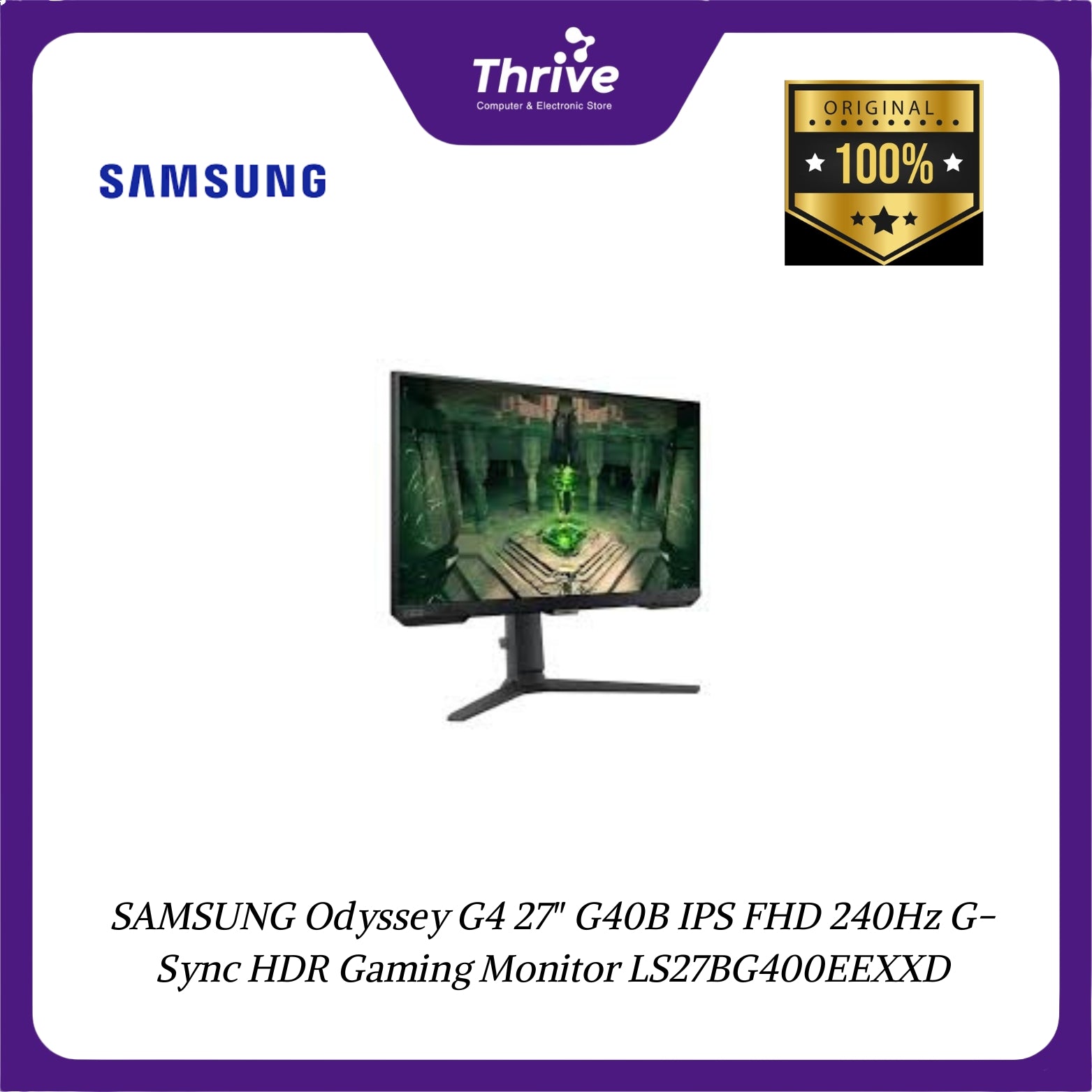 SAMSUNG Odyssey G4 27" G40B IPS FHD 240Hz G-Sync HDR Gaming Monitor LS ...
