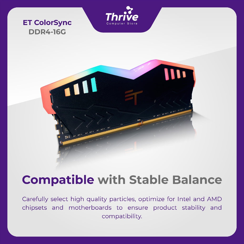 ET ColorSync DDR4-16G - DDR4 RAM Memory for PC Gaming - Sultan Store