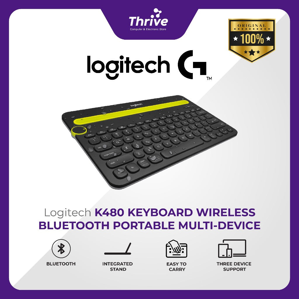 Keyboard Logitech K480 - Keyboard Wireless Bluetooth Portable Multi-De - Sultan Store