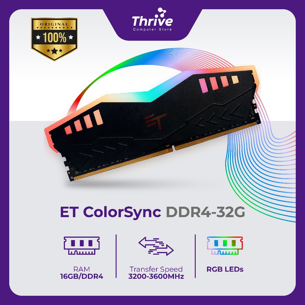 ET ColorSync DDR4-16G - DDR4 RAM Memory for PC Gaming - Sultan Store