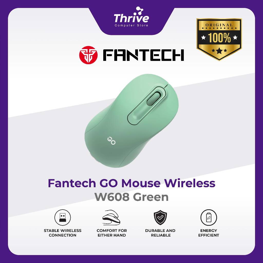 Mouse Wireless Office - Go Series W608 2.4Ghz 1200DPI (Green) - Fantec ...