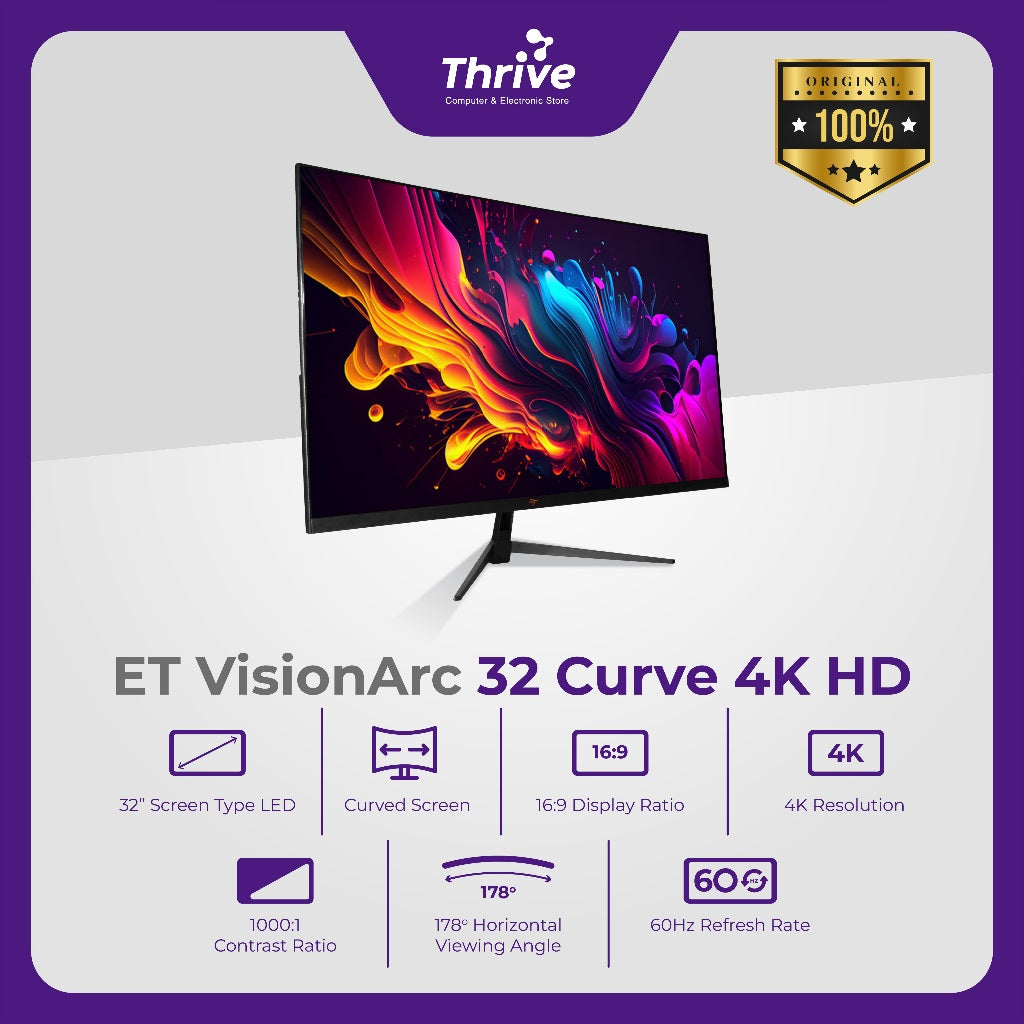 ET VisionArc 32 Curve 4K HD - Curved Monitor 32 Inch for Gaming and Wo ...
