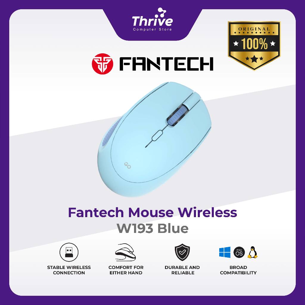 Wireless Bluetooth Mouse W193 Dual Mode Free Baterai (Blue) - Fantech ...