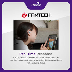 Fantech Wave 12 TW12 - TWS True Wireless Earphone Bluetooth 5.3 - Blac ...