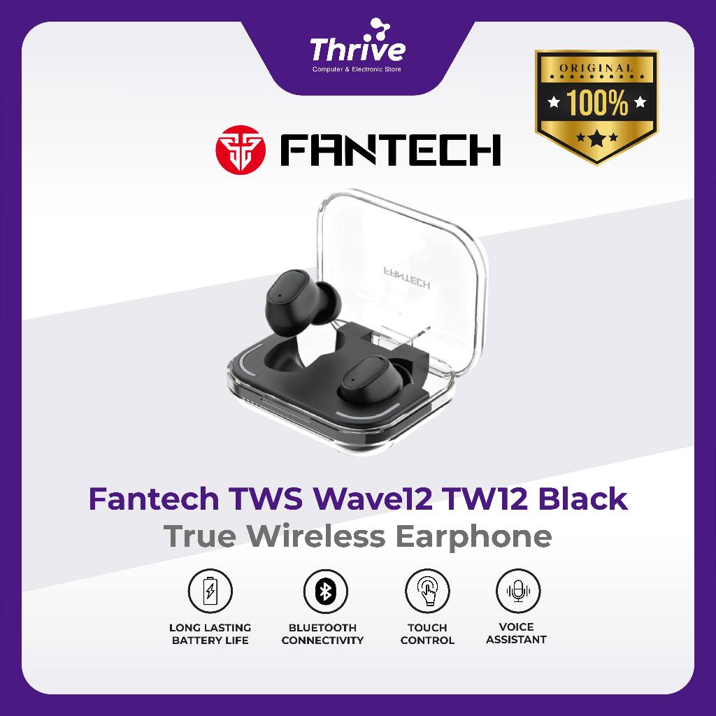 Fantech Wave 12 TW12 - TWS True Wireless Earphone Bluetooth 5.3 - Blac ...