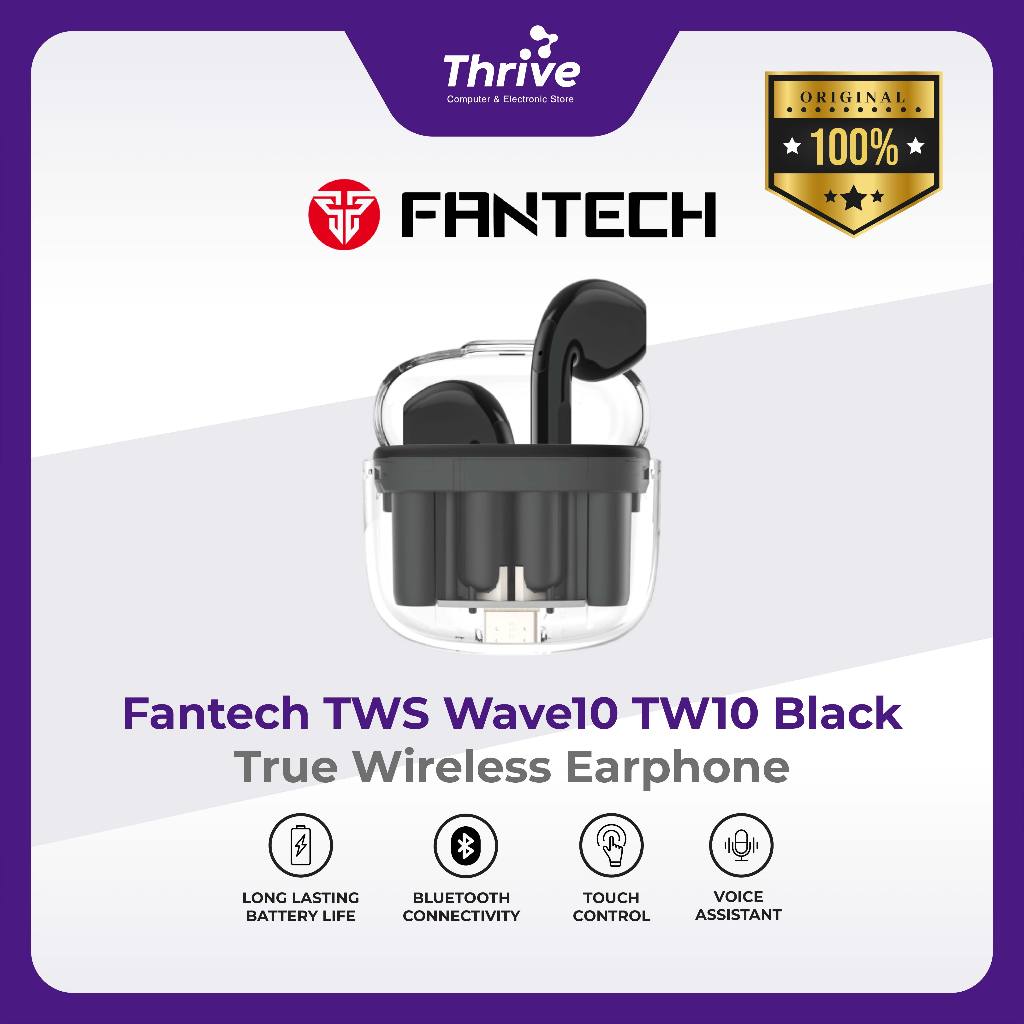Fantech Wave 10 TW10 - TWS True Wireless Earphone Bluetooth 5.3 - Blac ...