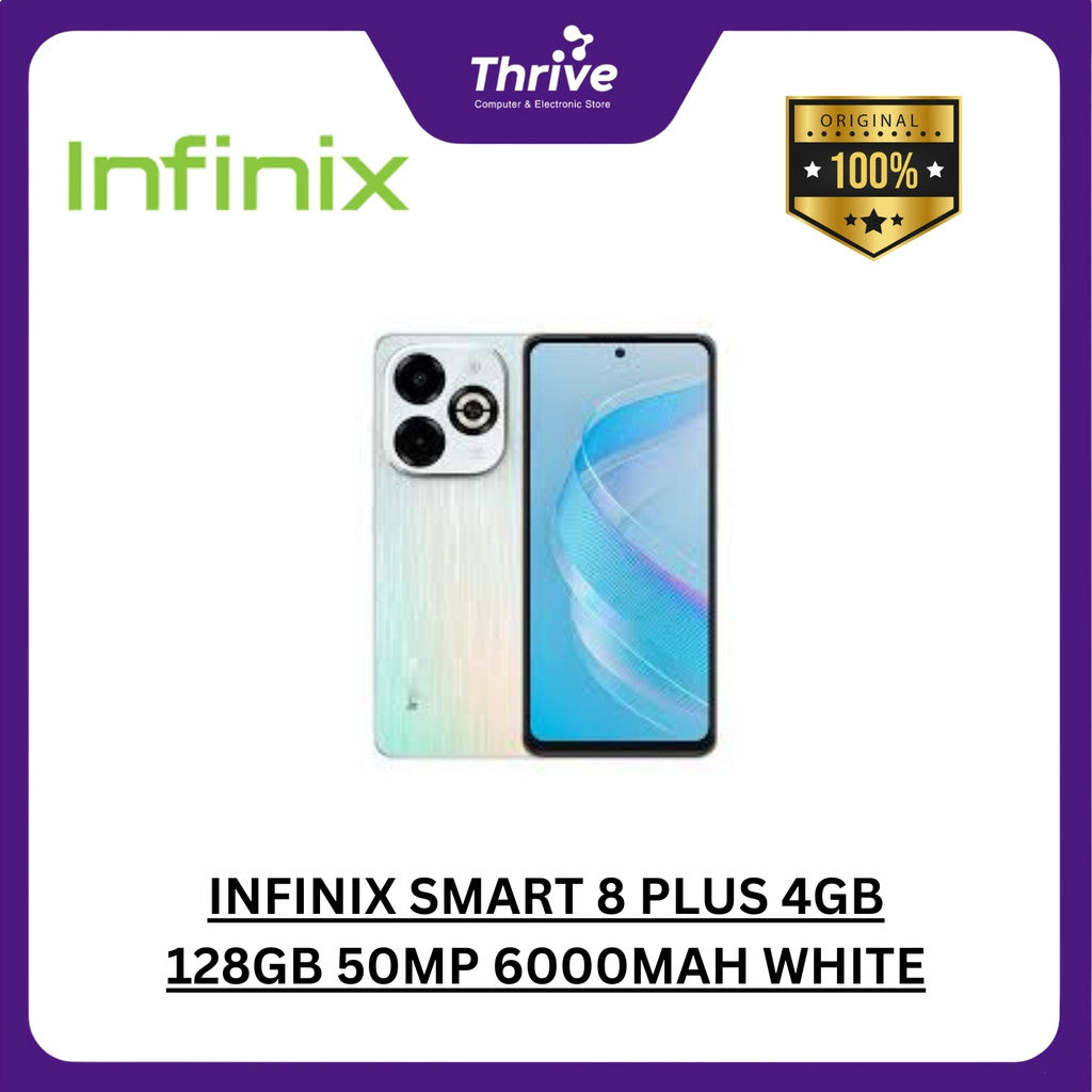 INFINIX SMART 8 PLUS 4GB 128GB 50MP 6000MAH WHITE - Sultan Store