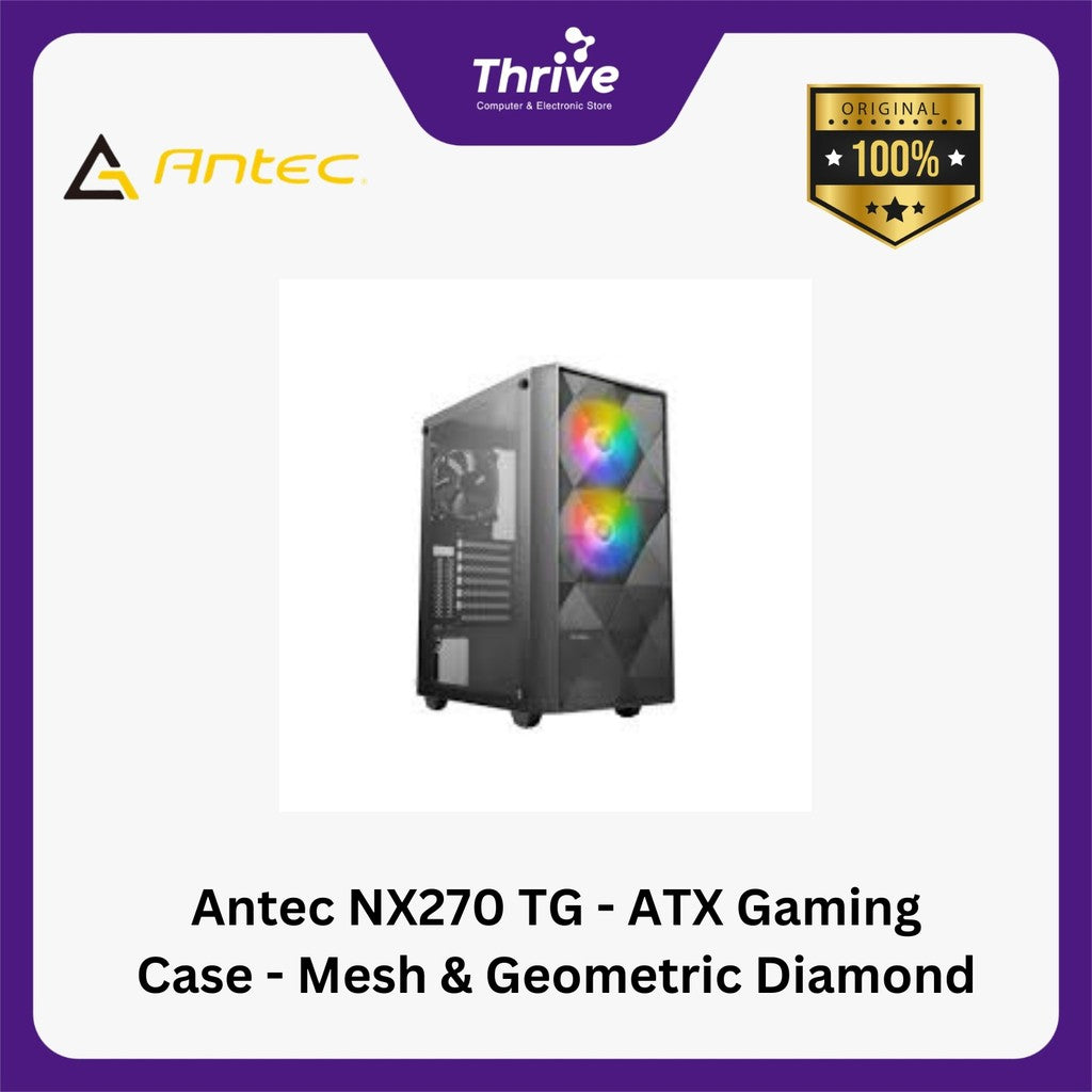 Antec NX270 TG - ATX Gaming Case - Mesh & Geometric Diamond Front Pane ...