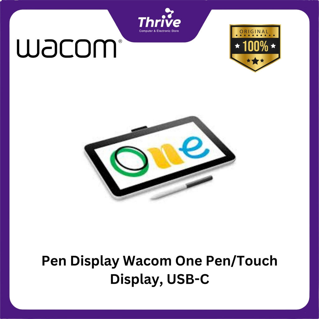 Pen Display Wacom One Pen/Touch Display, USB-C - Sultan Store