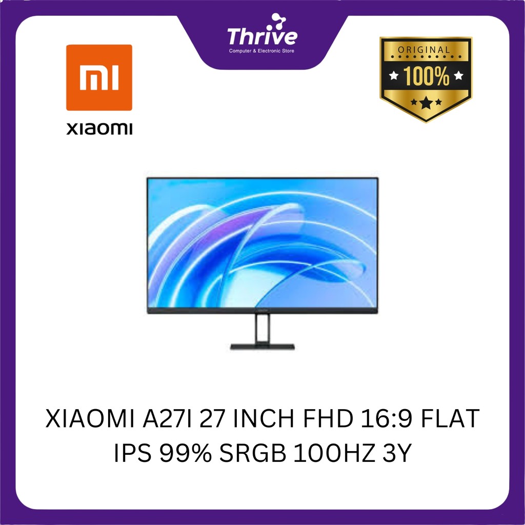 XIAOMI A27I 27 INCH FHD 16:9 FLAT IPS 99% SRGB 100HZ 3Y - Sultan Store