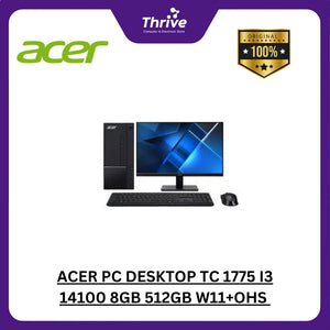ACER PC DESKTOP TC 1775 I3 14100 8GB 512GB W11+OHS +LED 21.5 - Sultan Store