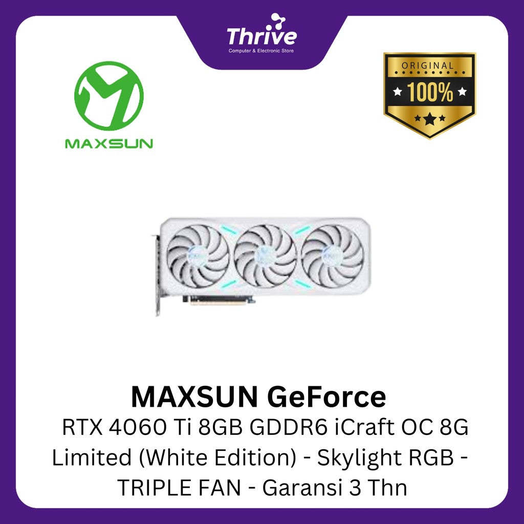MAXSUN GeForce RTX 4060 Ti 8GB GDDR6 iCraft OC 8G Limited (White Editi ...