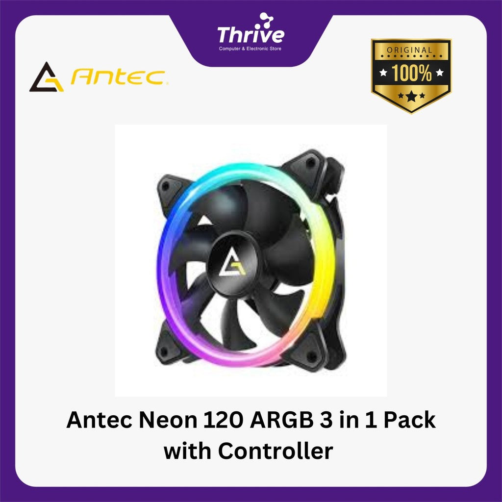 Antec Neon 120 ARGB 3 in 1 Pack with Controller - 12CM ARGB PWM Fan ...