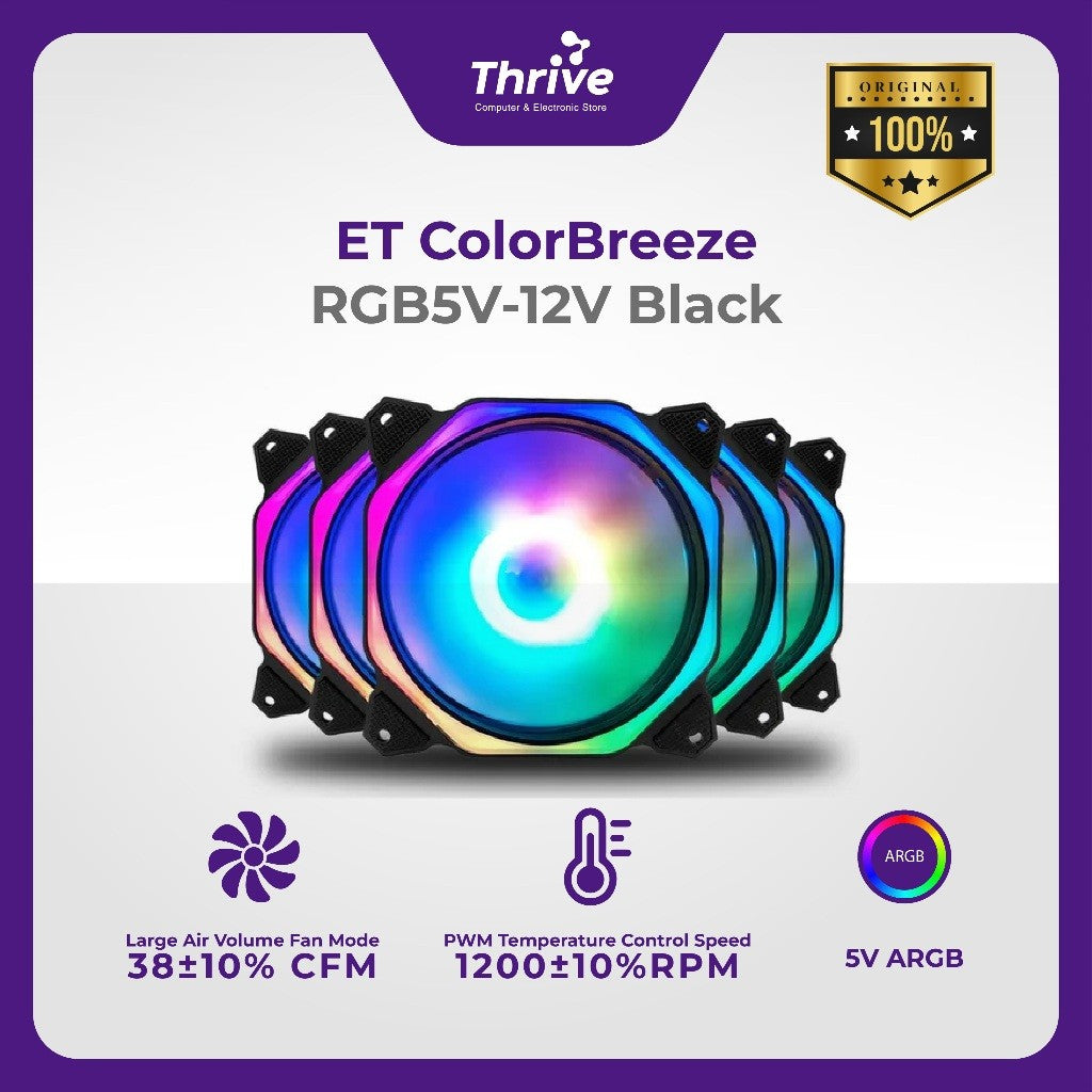 ET ColorBreeze RGB5V-12V Black - PC Cooling Fan RGB for Gaming - Sultan ...